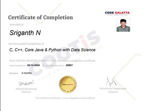 Thrilled To Share That Ive Completed Certifications In C C Java