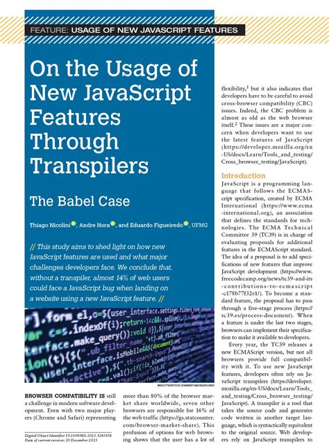 Ieee Software On Linkedin 📰 The Paper On The Usage Of New Javascript Features Through