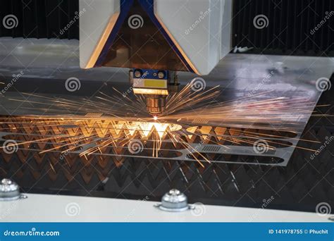 The Cnc Fiber Laser Cutting Machine Cutting The Metal Plate With The