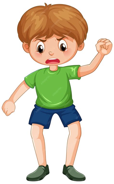 Angry Face Cartoon Boy