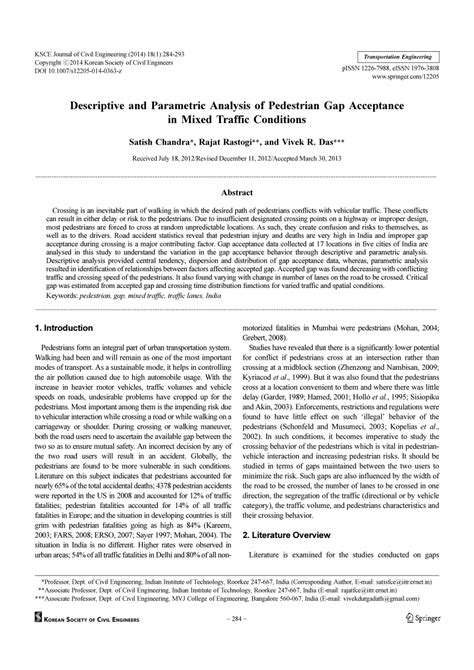 pdf descriptive and parametric analysis of pedestrian gap acceptance