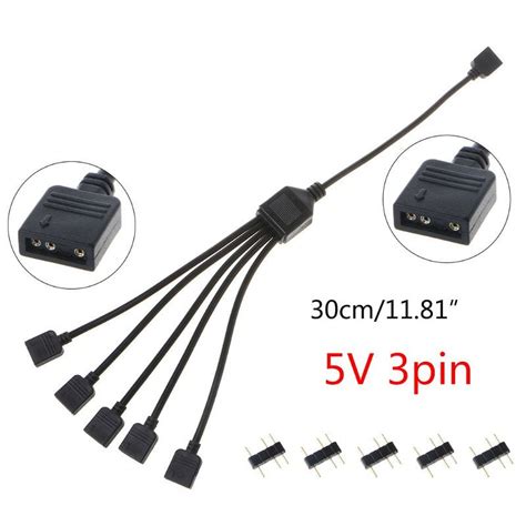 Qisuw 5v 3pin Rgb Interface Connector Hub For Computer Pc For Case Fan Power Supply