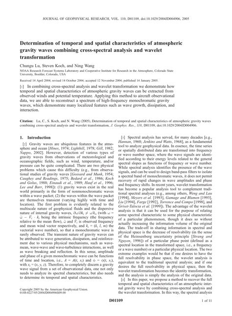 Pdf Determination Of Temporal And Spatial Characteristics Of Atmospheric Gravity Waves