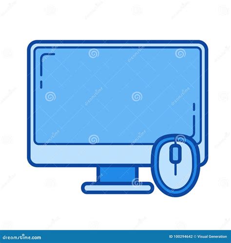 computer desktop line icon stock vector illustration of business