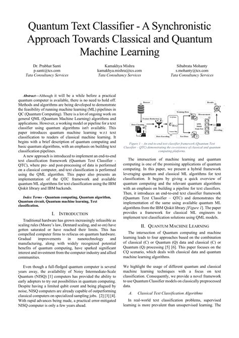 Pdf Quantum Text Classifier A Synchronistic Approach Towards Classical And Quantum Machine