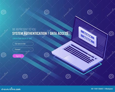 System Of Authentication Data Access User Login Form On Laptop Screen