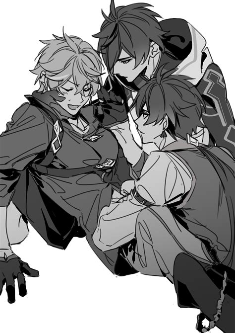 Zhongli Tartaglia And Zhongli Genshin Impact Drawn By Xiaryugo