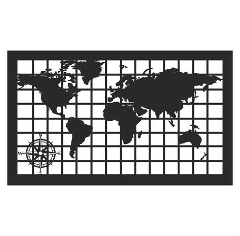 Панно – мудборд Карта мира на стену из металла для гостиной, офиса или ...
