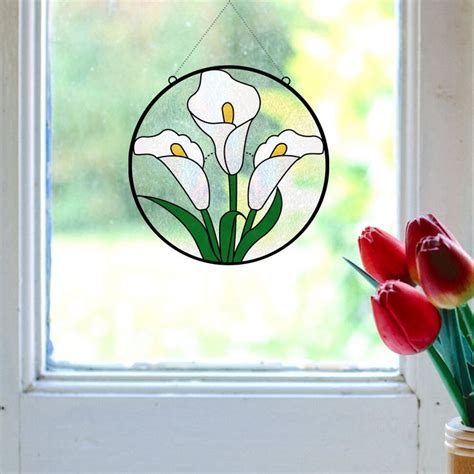 Calla Lily Stained Glass Pattern Lily Flower Suncatcher Pattern Digital
