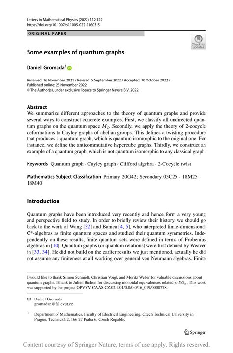Some Examples Of Quantum Graphs Request Pdf