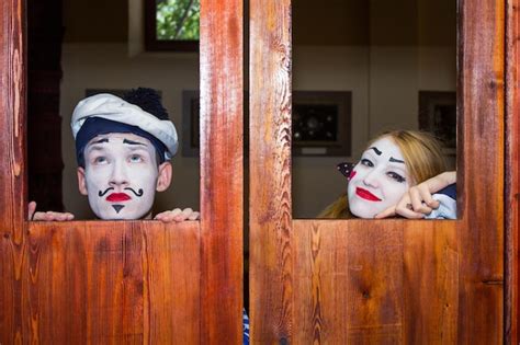 Premium Photo Portrait Of Man And Woman Wearing Stage Make Up