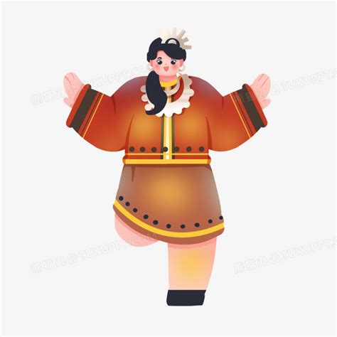 手绘少数民族女孩跳舞元素png图片素材下载 女孩png 熊猫办公