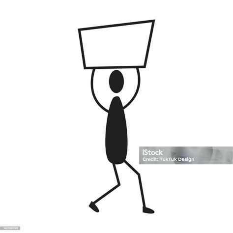 Stickman 사람들은 벡터 글리프 스케치 픽토그램 일러스트레이션에서 캠페인 및 광고를위한 보드가있는 기호를 피겨 스틱피겨에
