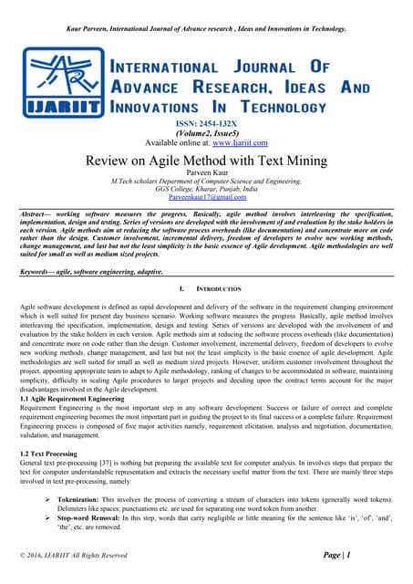 review on agile method with text mining pdf