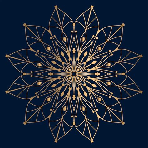 Premium Vector Gold Mandala On A Dark Blue Background Gold Mandala