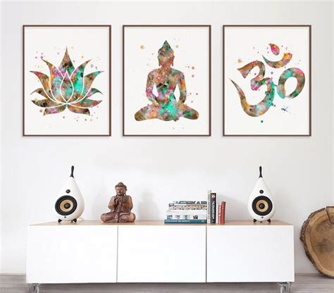 Cuadros De Buda Arte Budista 3 Impresiones Set Loto