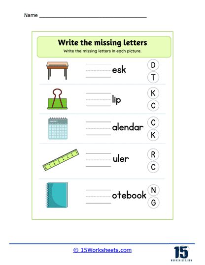 Classroom Objects Worksheets School Item Printables 15