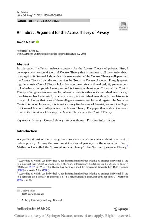 An Indirect Argument For The Access Theory Of Privacy