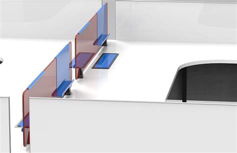 3d 렌더링의 컴퓨터 책상이있는 흰색과 유리가있는 열린 공간 사무실의 내부 0명에 대한 스톡 사진 및 기타 이미지 0명 건축 금융 Istock