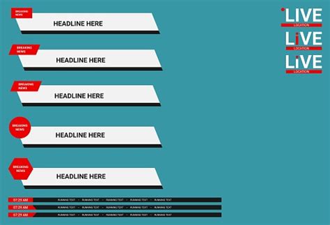 아래쪽 세 번째 템플릿 뉴스 및 스포츠 채널 스트리밍 및 방송을 위한 Tv 배너 및 막대 세트입니다 비디오 편집을 위한 Lower Thirds 컬렉션 0명에 대한 스톡 벡터