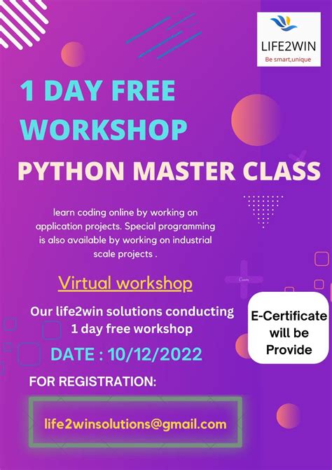 Life2win Solutions On Linkedin Register For Free Python Master Class