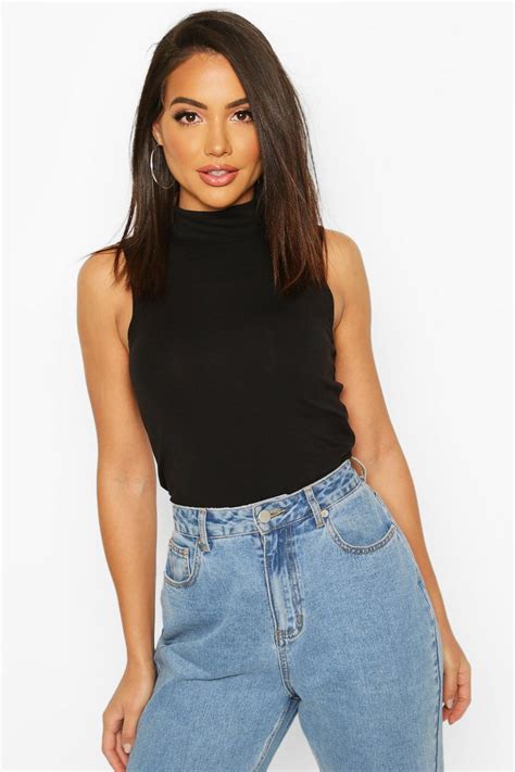High Neck Sleeveless Top Boohoo