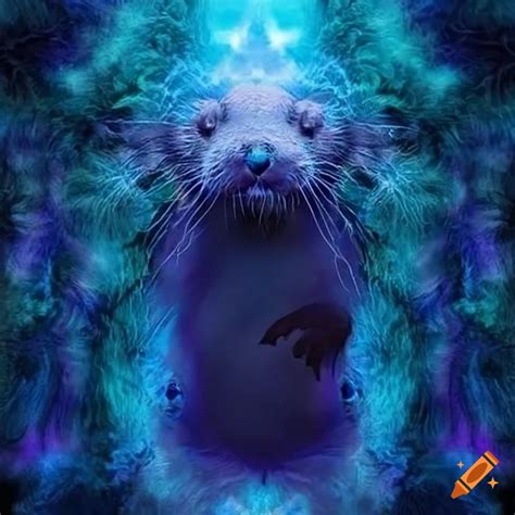 Mythical Purple Otter In Mystical Robe With Ethereal Blue Aura On Craiyon