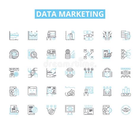 Data Marketing Linear Icons Set Analytics Segmentation