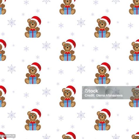 테 디 곰 인형 선물입니다 눈입니다 완벽 한 패턴입니다 벡터입니다 평면입니다 12월에 대한 스톡 벡터 아트 및 기타 이미지