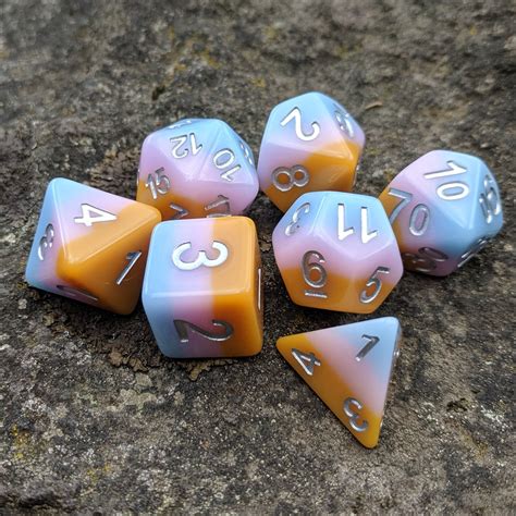 Soft Cream Dnd Dice Set Pastel Pink Blue And Caramel Fennek And Finch