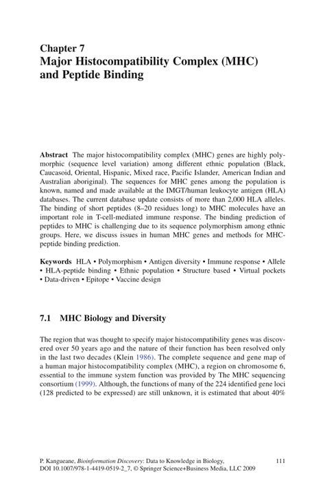Pdf Mhc And Peptide Binding