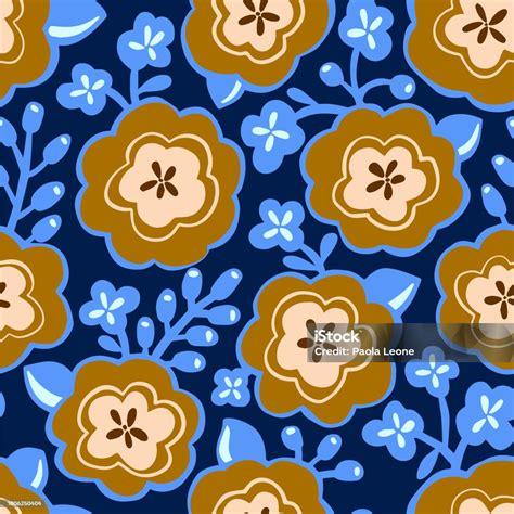 Ilustración De Patrón Sin Simless Del Vector Audaz Floral Escandinavo