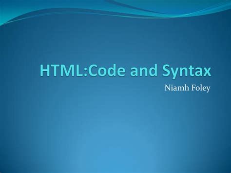 Html Coding And Syntax Pdf