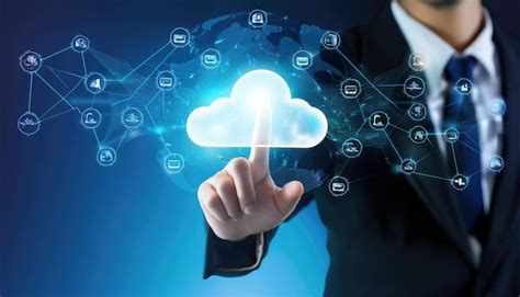 A Business Professional Interacts With A Digital Cloud Interface