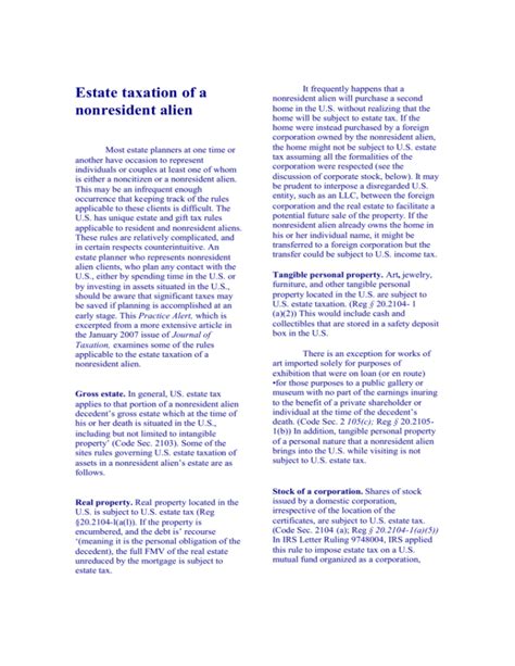Estate Taxation Of A Nonresident Alien