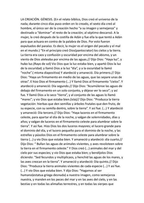La Creación De Todo La CreaciÓn GÉnesis En El Relato Bíblico Dios