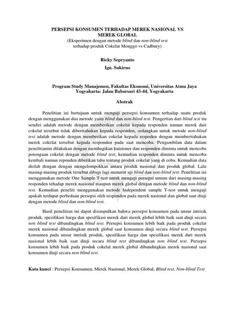 Jurnal Analisa Pasar Coklat Produk Lokal Vs Global Pdf