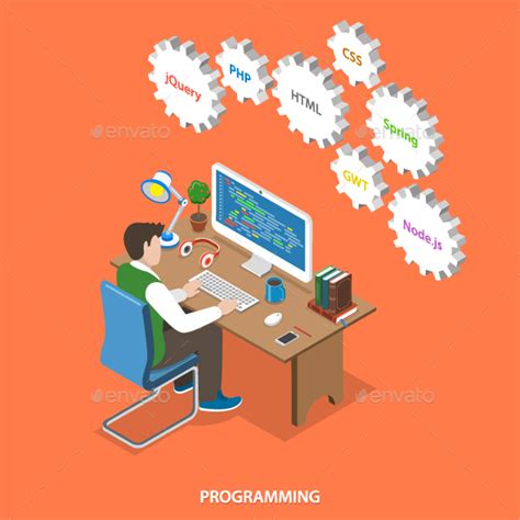 Programming Flat Isometric Vector Concept By Tarikvision Graphicriver