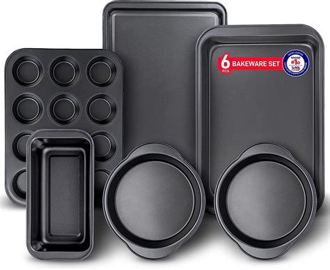 Baking Set 6 Piece Deluxe Non Stick Black Coating Inside And