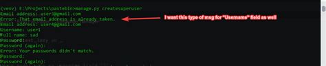 How To Add Custom Error Message When Using Createsuperuser Command In