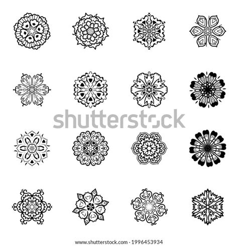 Flowers Pattern Linear Icons Pack Stock Vector Royalty Free 1996453934 Shutterstock