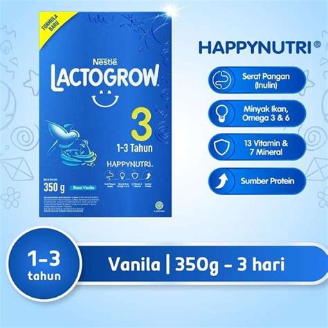 Jual Nestle Lactogrow 3 Susu Pertumbuhan Rasa Vanila 1 3 Tahun Box 350