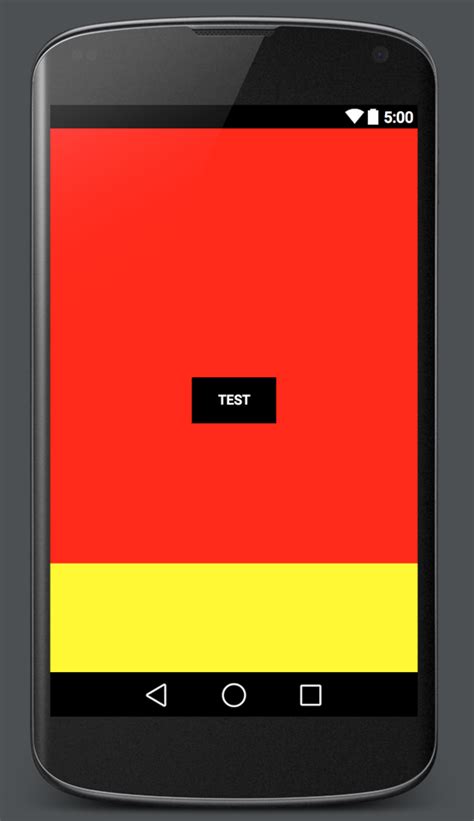 Android Design A Round Button Over Two Colored Layouts Stack Overflow