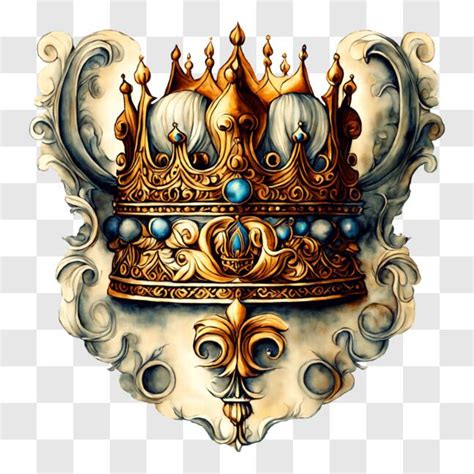 Baixe Coroa Ornamentada Com Detalhes Em Dourado E Azul Em Fundo Preto