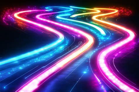 A Vibrant Glowing Circuit Design With Intersecting Lines And Colorful Luminous Digital Pathways