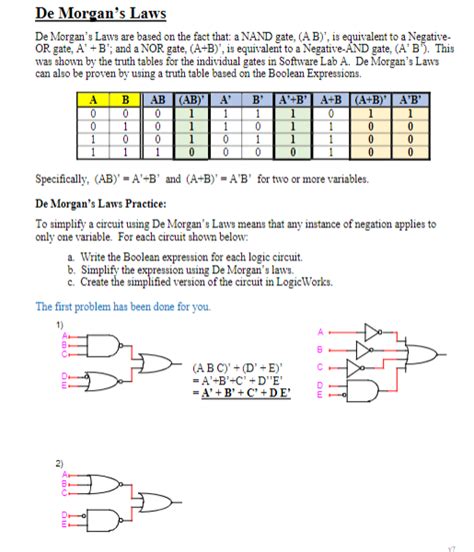 Solved De Morgan S Laws De Morgan S Laws Are Based On The Chegg Com