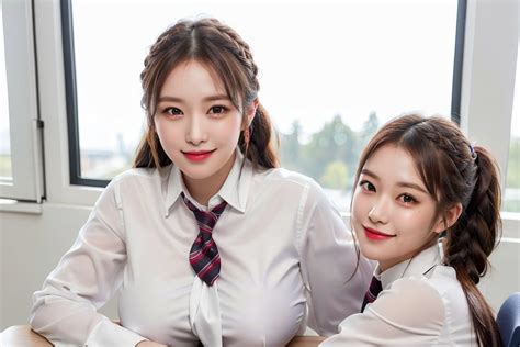 Ai로 교복입은 일란성 쌍둥이 사진 찍어주기