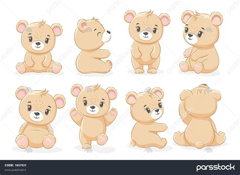 مجموعه ای از خرس های عروسکی زیبا تصویر برداری از یک کارتون 1657031