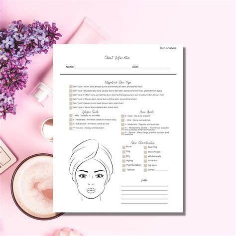 Editable And Printable Skin Analysis Form Template For Etsy Canada