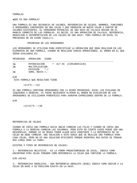 Formulas Pdf Matemáticas Programación De Computadoras